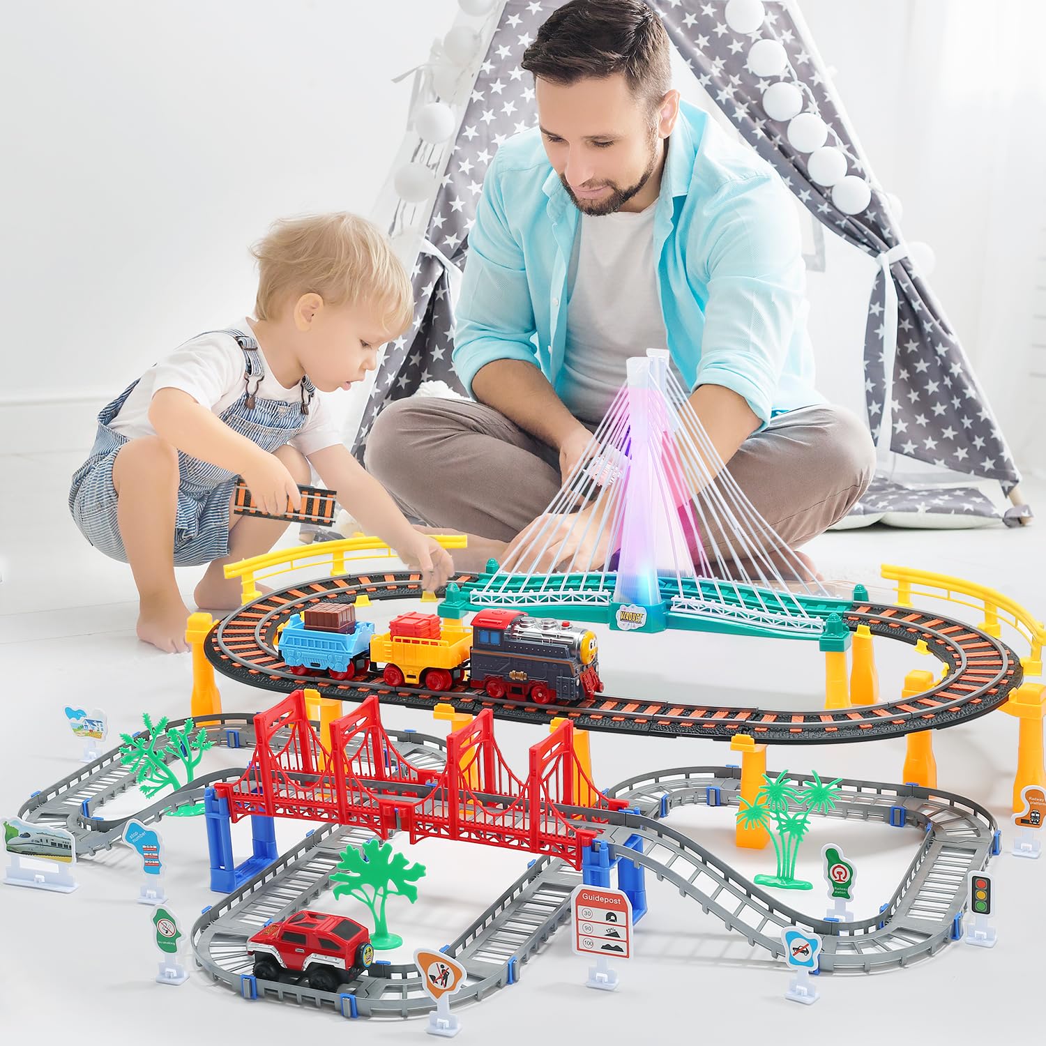 Mua Toddler Train Set Toy, Electric Train Track Playset for 3 4 5 Years ...