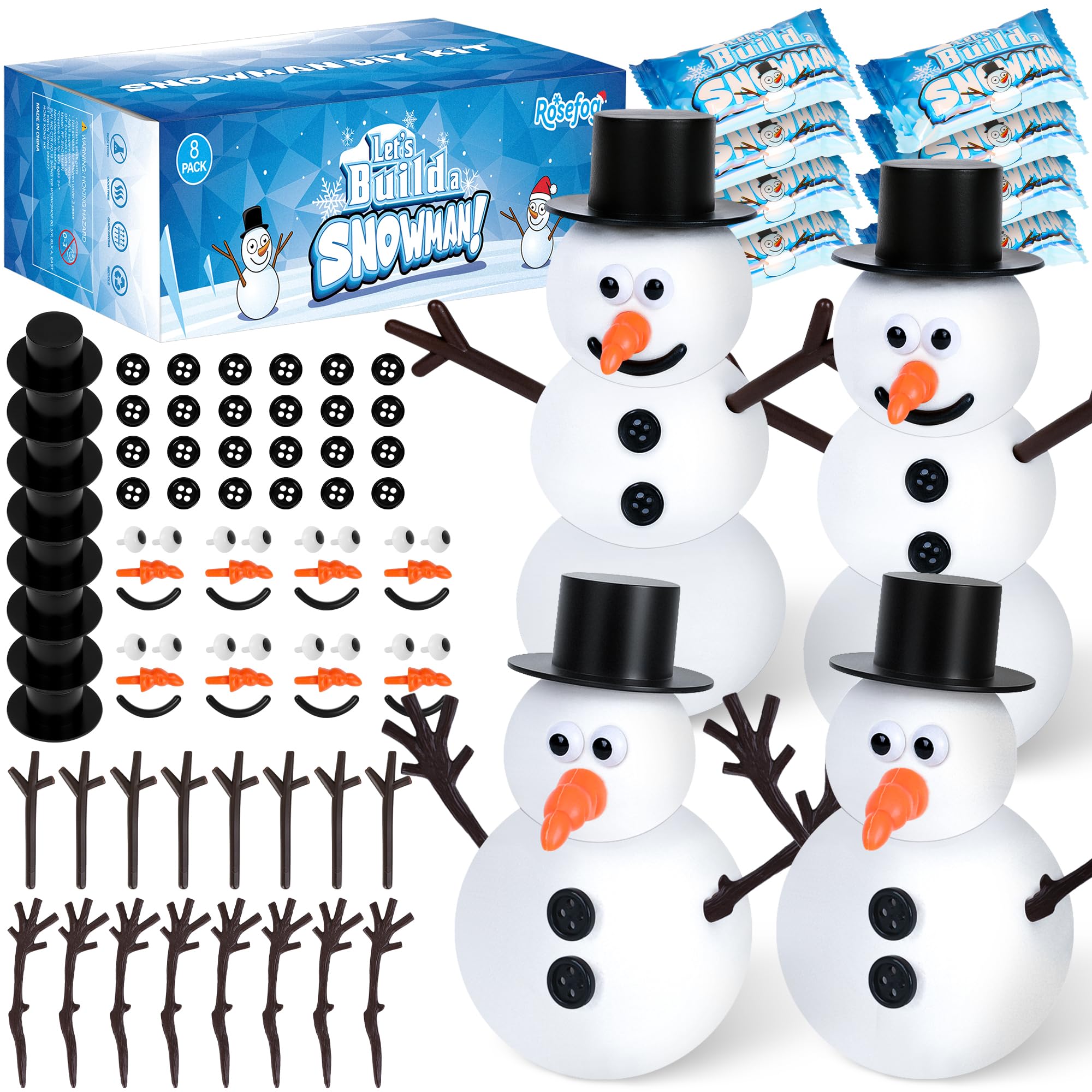 8 Pack Christmas Craft Supplies, DIY Snowman Kit, Build a Snowman Kit ...