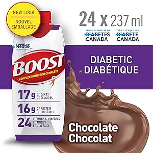 BOOST Diabetic Chocolate Nutritional Supplement Drink, 24 x 237ml ...