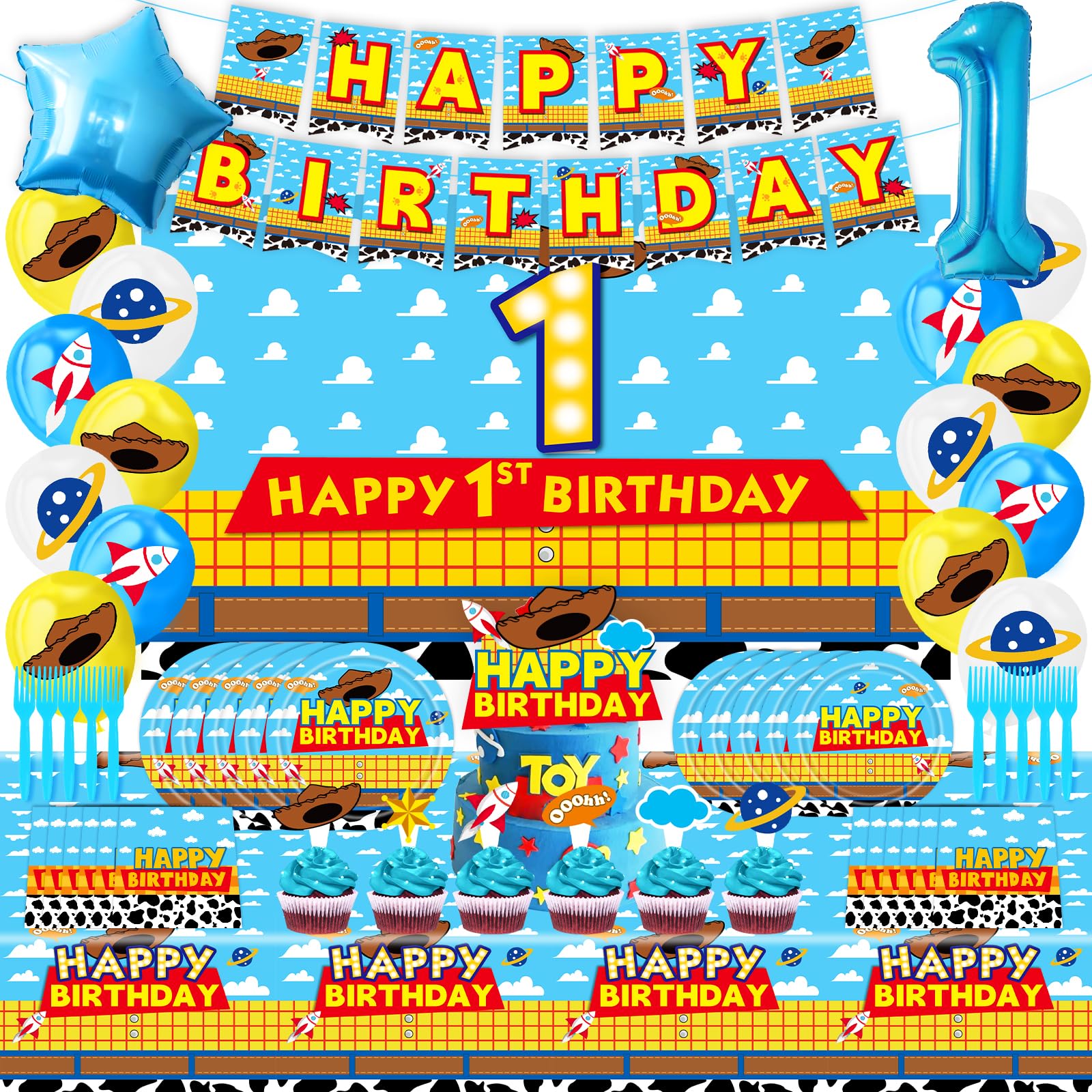 Cartoon Birthday Party Supplies,Cartoon Theme Party Decorations Set for ...