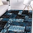 Amazon.com: Luxe Weavers Geometric Squares Turquoise 5x7 Modern ...