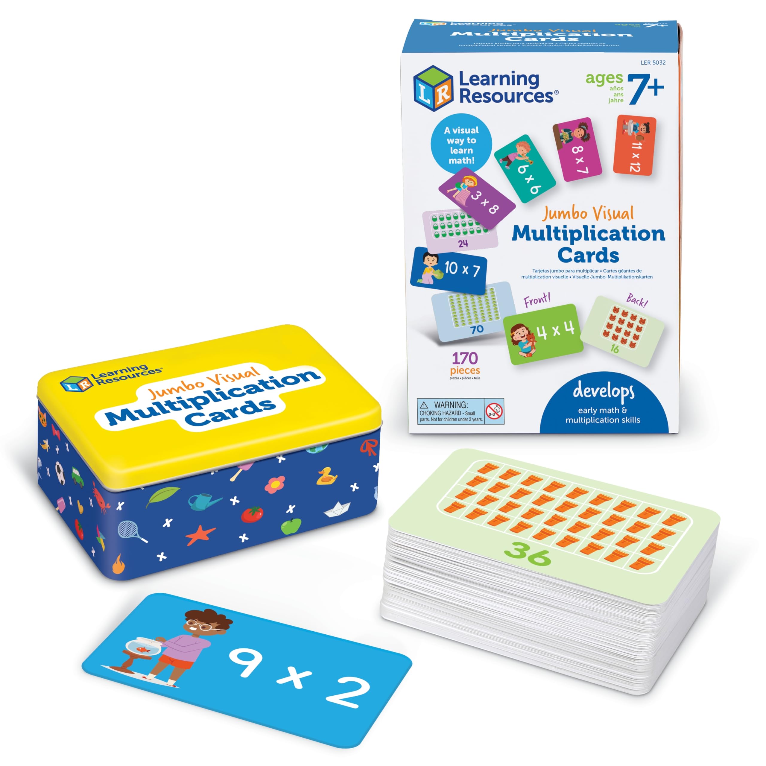 Learning Resources Jumbo Visual Multiplication Cards, Multiplication ...