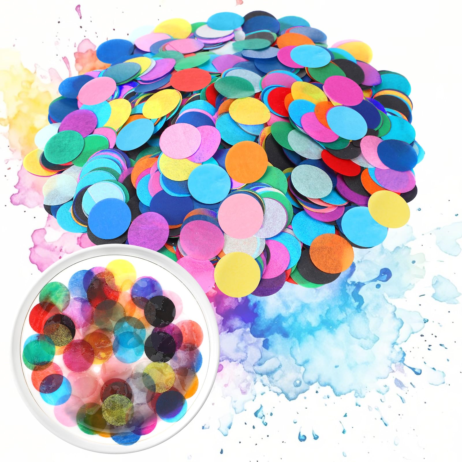 AmazingSpark 7200 Pcs Bleeding Tissue Paper 1 Inch Watercolor Bleeding ...