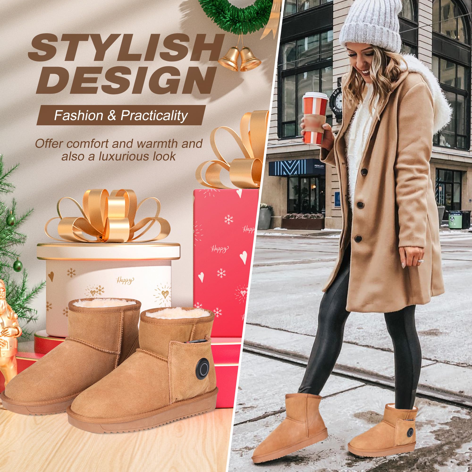 Mua HOTHUGZ Heated Boots, Heating Foot Warmer Shoes for Women, Non-Slip ...