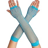 OTPEH Fingerless Fishnet Gloves For Women Kids Girls Fish Net Arm ...