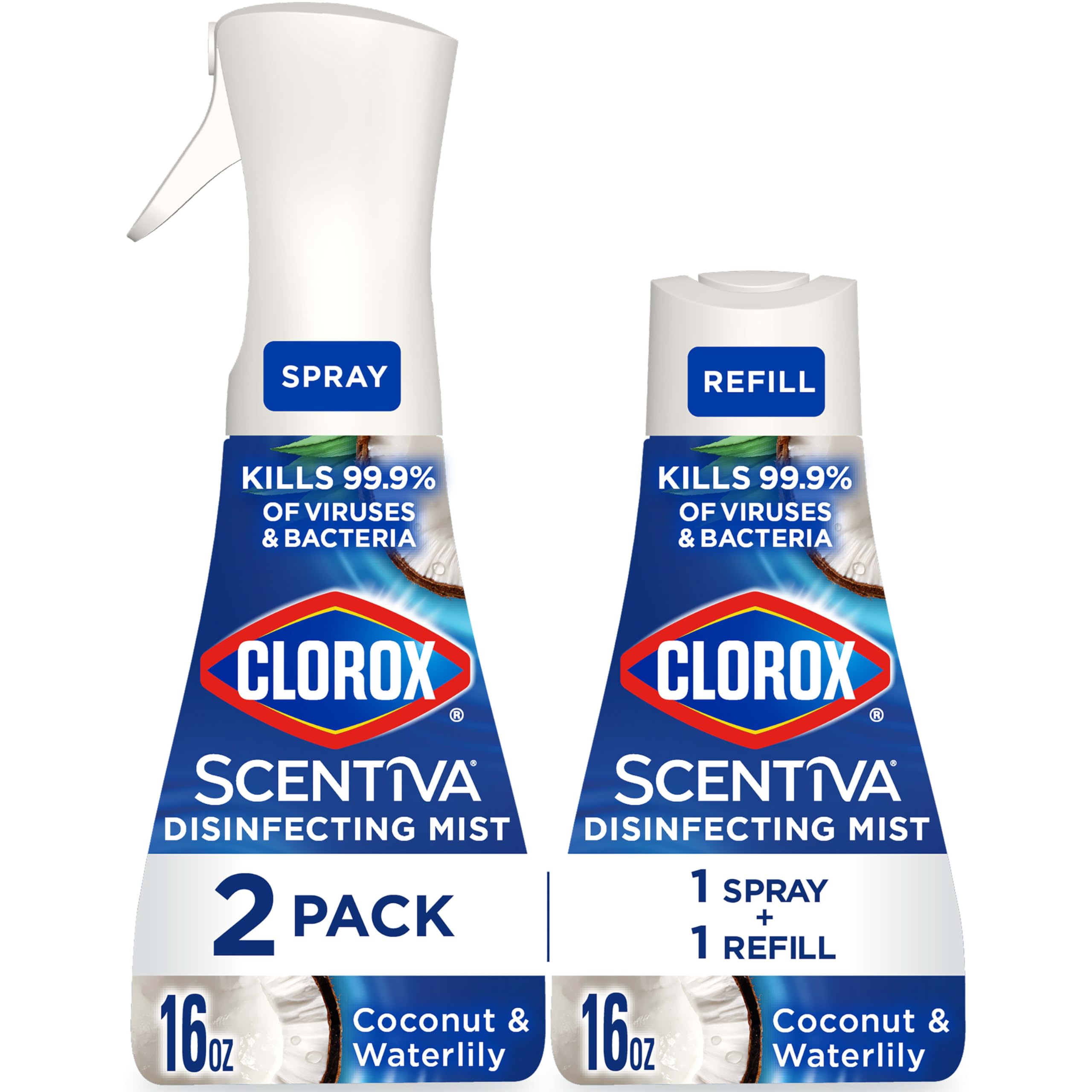 Clorox Scentiva Disinfecting Mist, Coconut and Waterlily, 1 Spray and 1 ...
