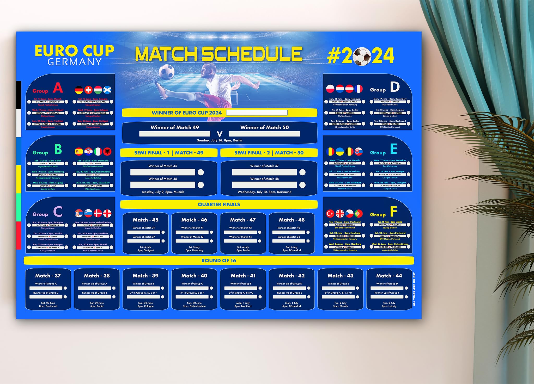 Mua Giftinghouse A2 Euro 2024 Wall Chart Football, Premium 2024 Euro ...