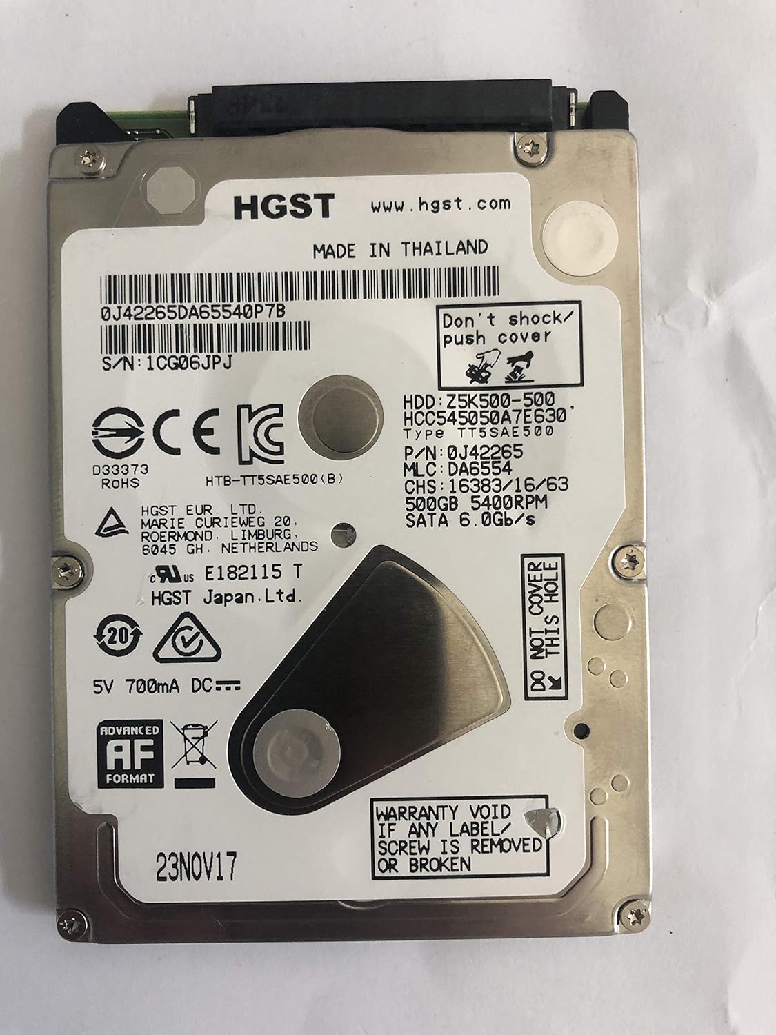 HGST Disque Dur 500Go SATA 2.5" HTS545050A7E362 Z5K500-500 0J38105 PC Portable: Amazon.fr: High-tech