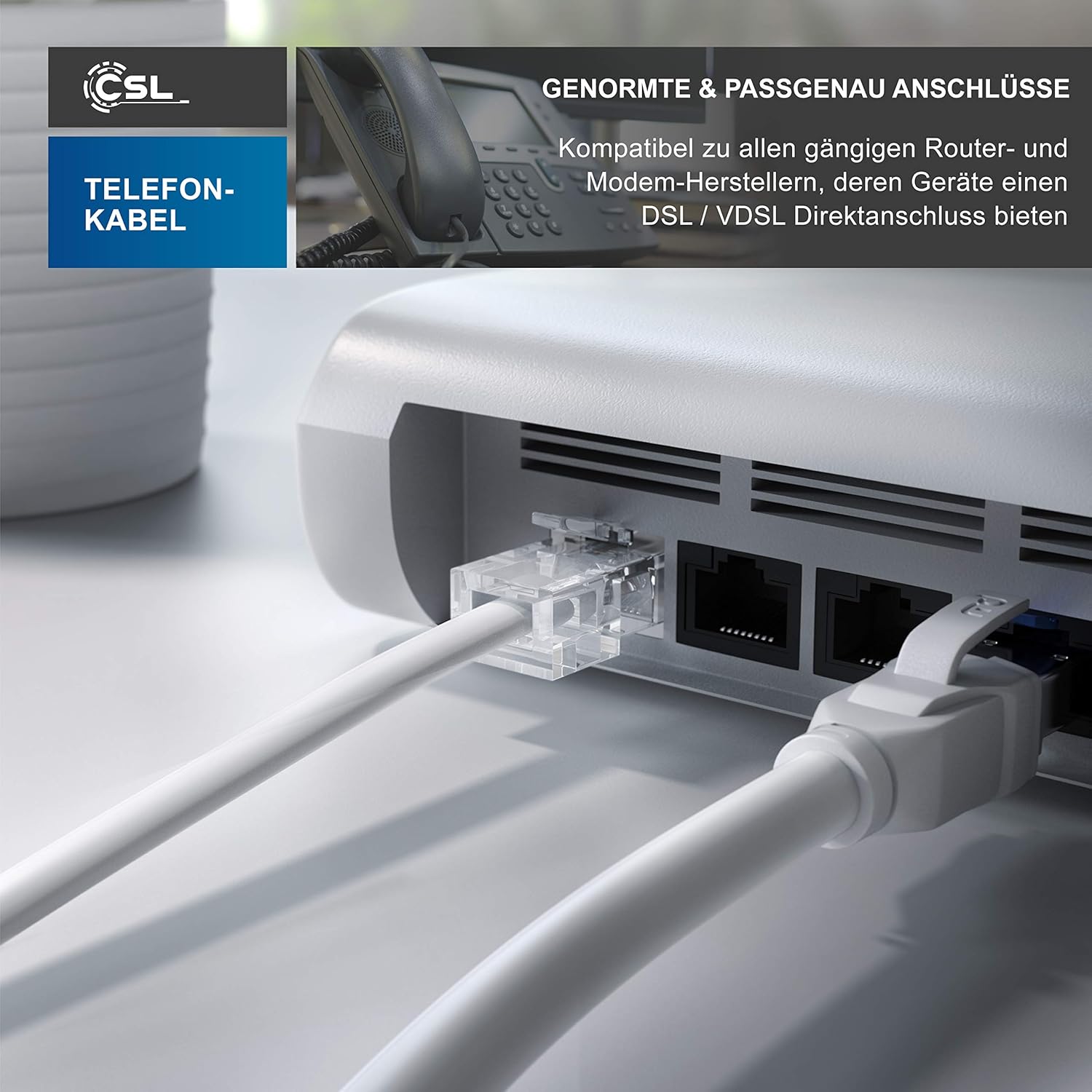 CSL – Internet Cable Router Cable – TAE-F Male to RJ45 Plug – 3 m ...