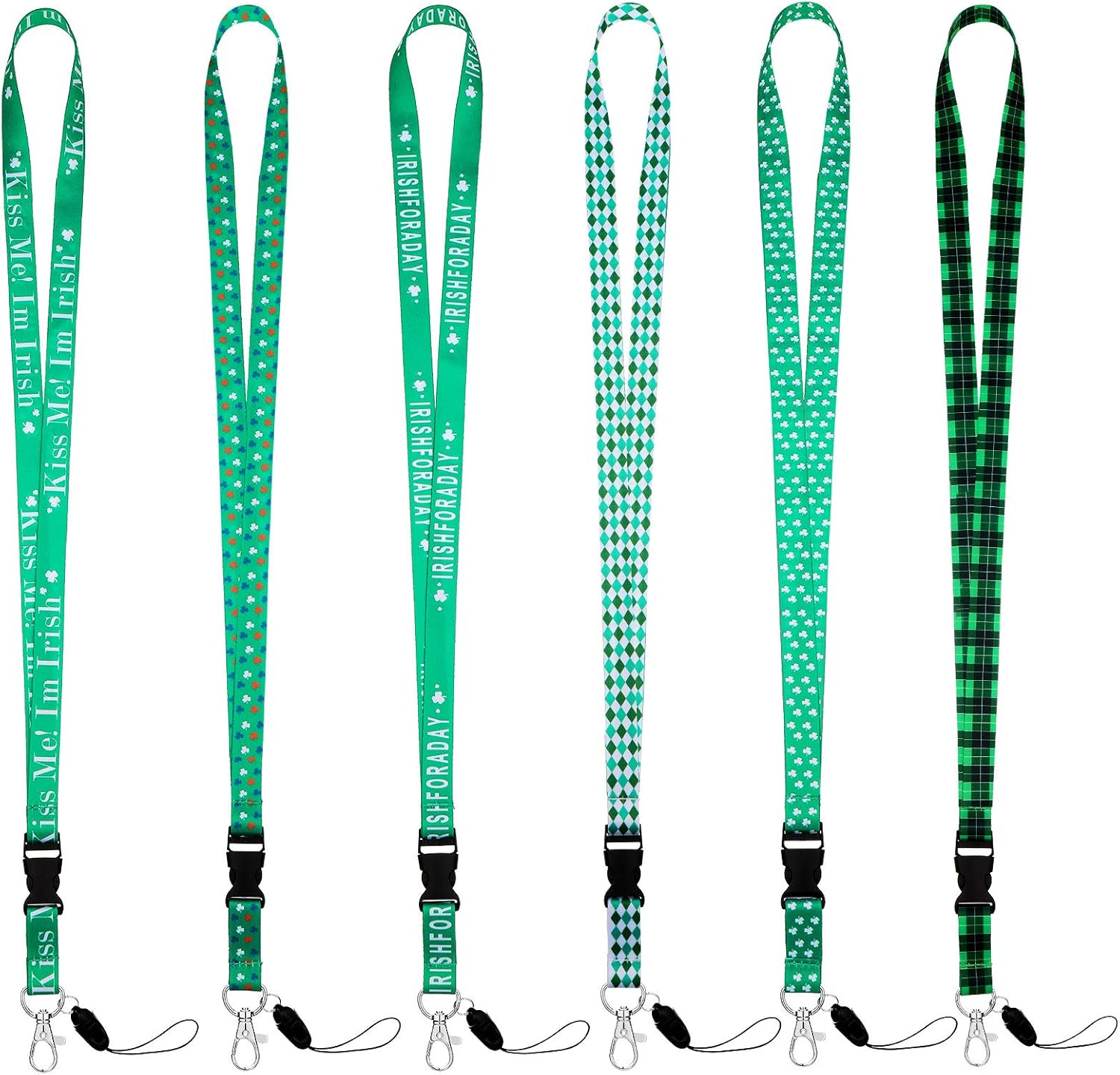 Amazon.com: 6 Pieces Shamrock Lanyards St Patrick's Badge Lanyards Key ...