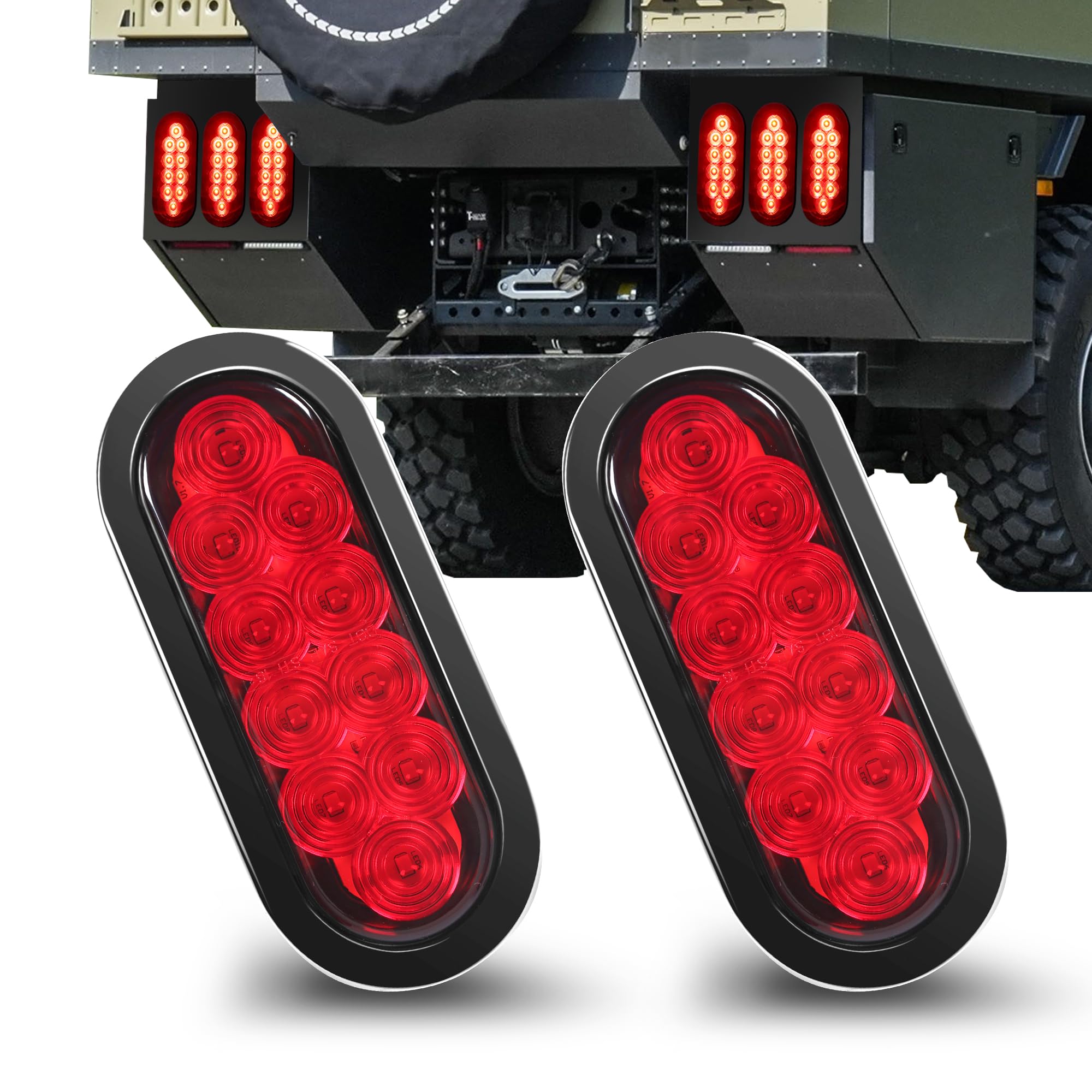 MAXXHAUL 80684 6" LED Submersible Oval LED Stop/Turn Trailer Tail Light ...