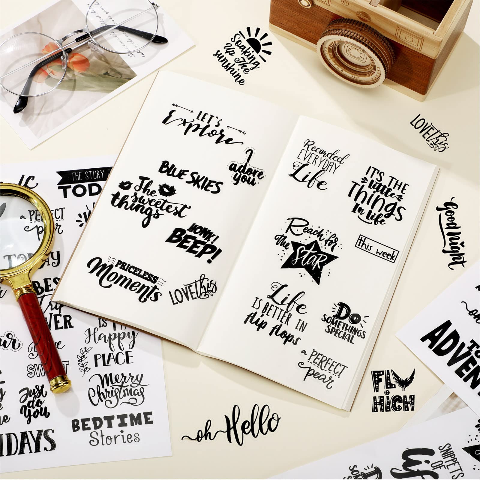 Mua Laumoi 546 Pcs 24 Sheet Scrapbook Stickers Vintage Words Stickers ...