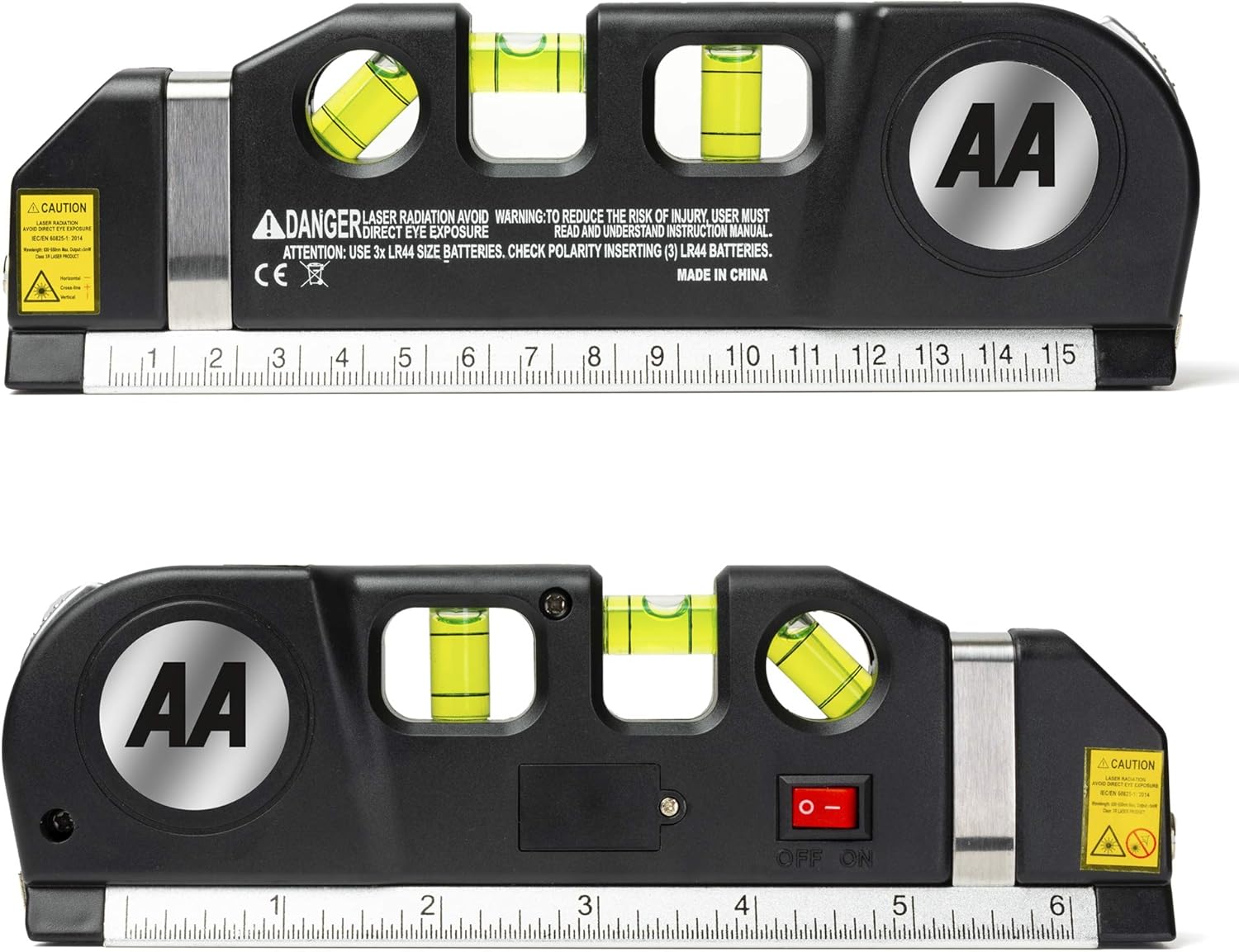 AA Spirit Level, Laser Level with Built-in Tape Measure – 2.5m/8ft ...
