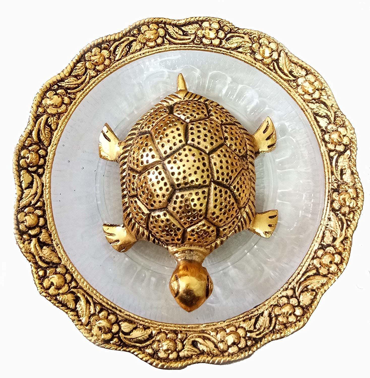 Buy Golden Kachua Plated Feng Shui Tortoise Turtle Plate Yantra Vastu ...