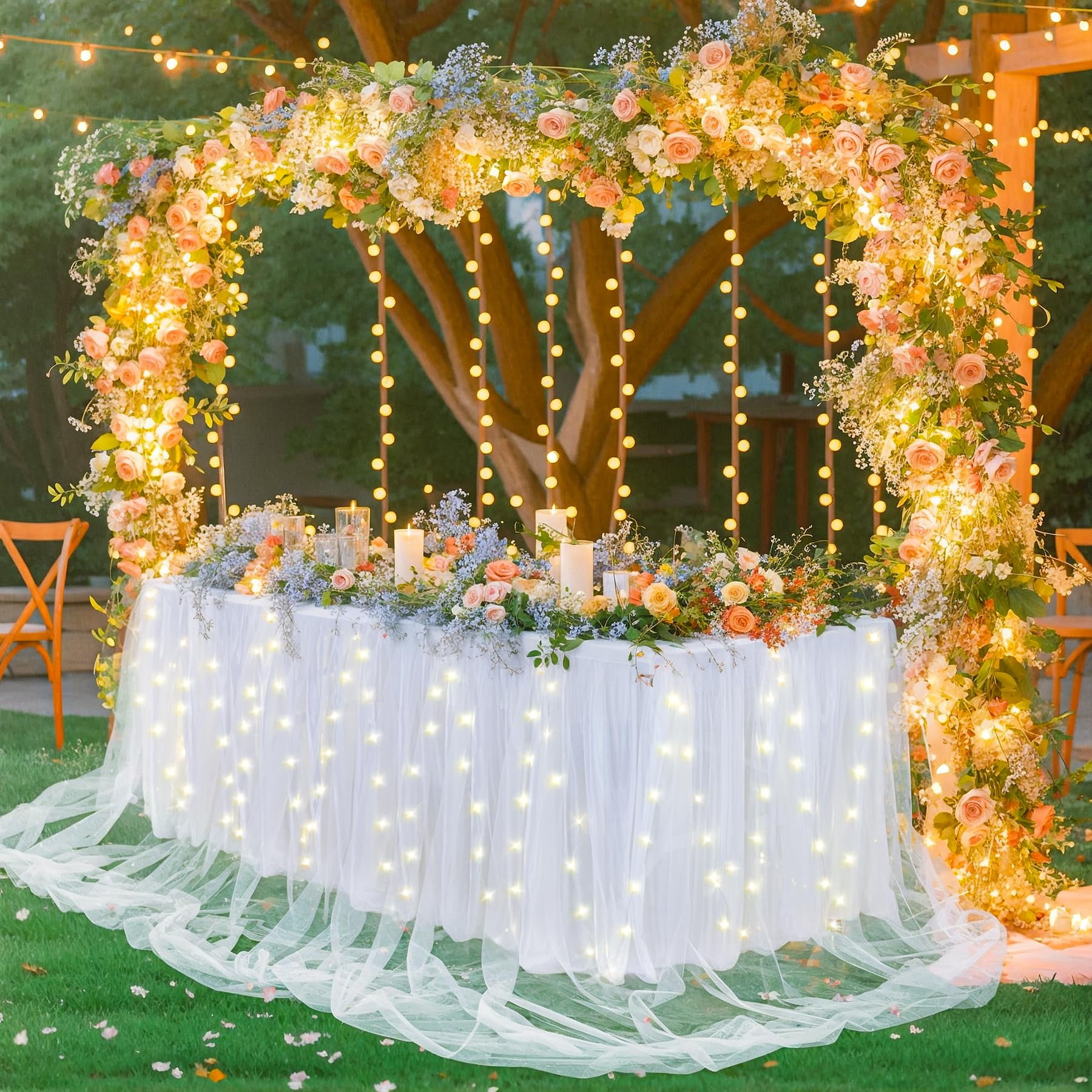 White Tulle Tutu Table Skirt for Rectangle Tables or Round Tables,Led ...