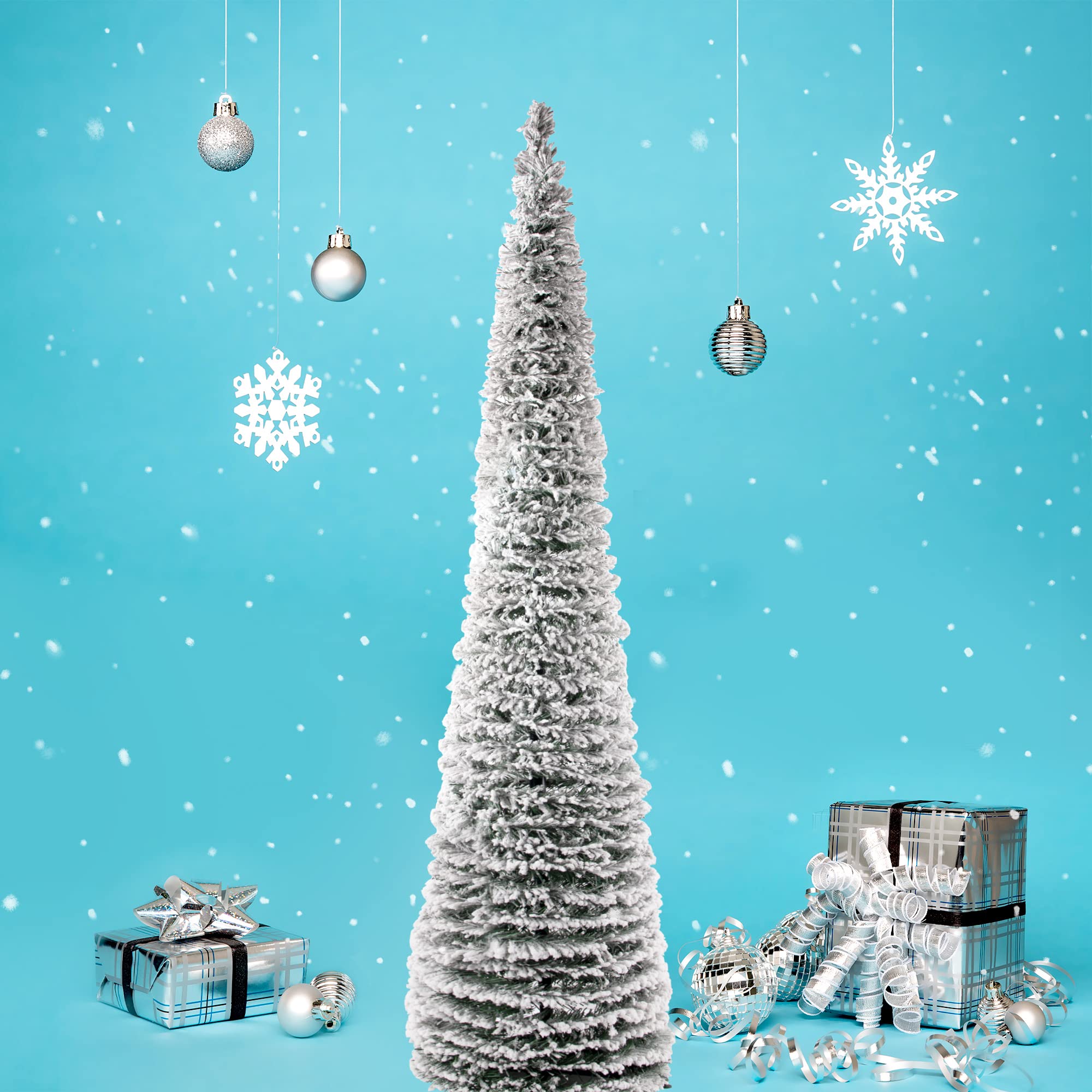 DOYOLLA Snow Flocked Christmas Tree 5ft, Artificial Small Pop up ...