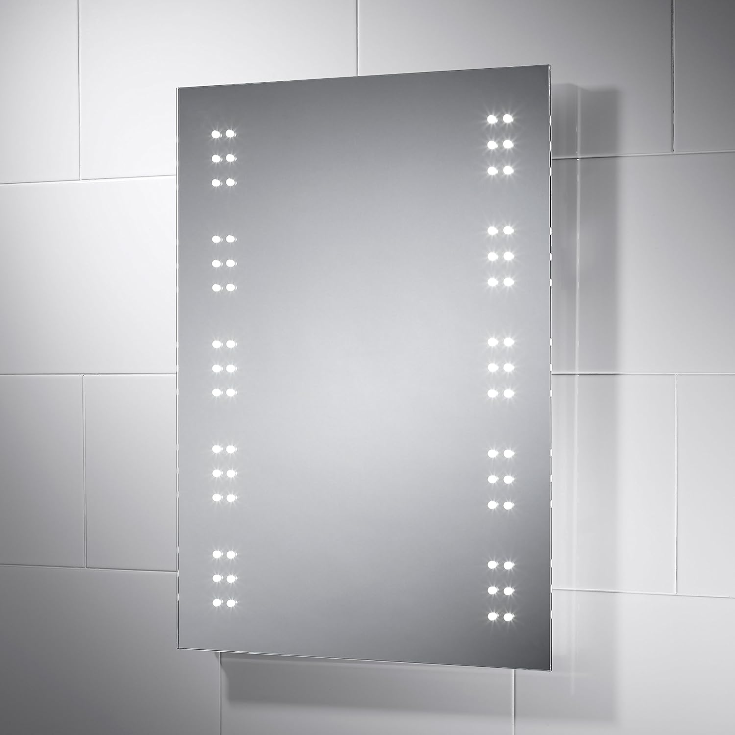 Pebble Grey Rectangular LED Illuminated Battery Powered Mirror for ...