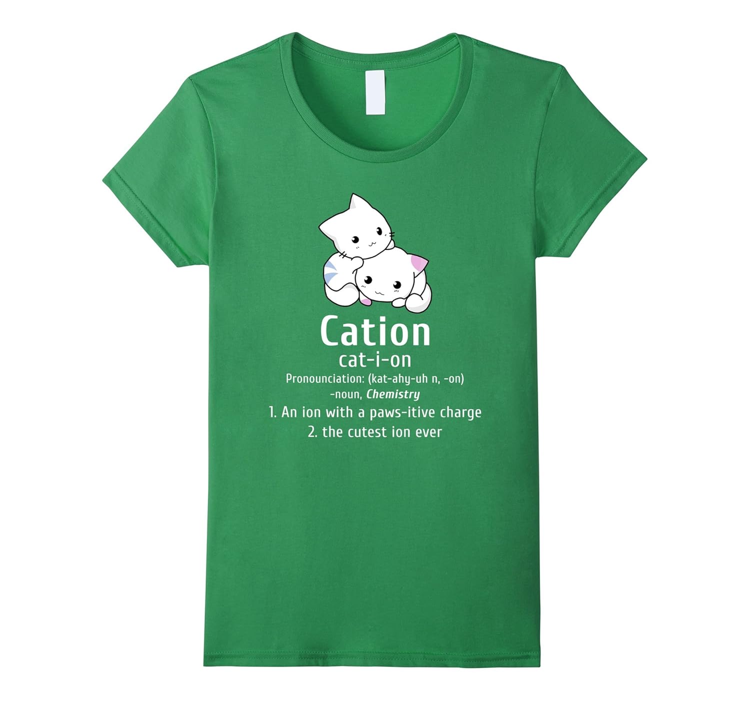 Cute Science Cat Cation Chemistry Pawsitive Element T-Shirt-4LVS