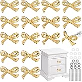DOITOOL Brass Bow Shape Cabinets Knobs Gold Drawer Pulls Decorative Bow Knobs Cupboard Pull ...