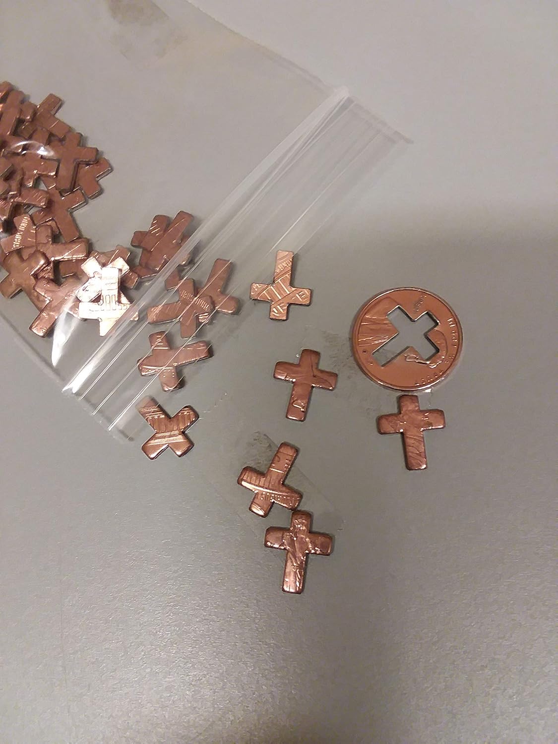 Amazon.com: Small copper cross, cross cut pennies, punch outs,: Handmade