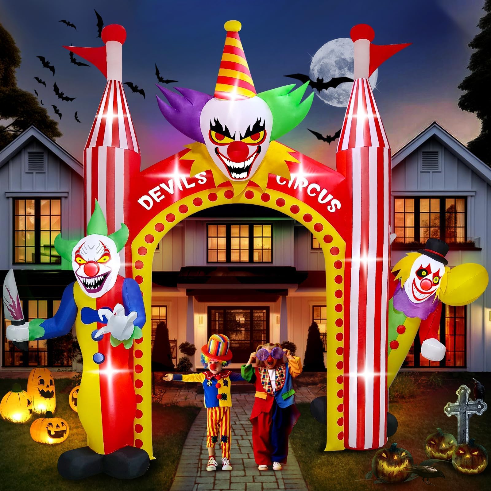 Kalolary 12 FT Halloween Inflatables Clown Archway Outdoor Decorations ...