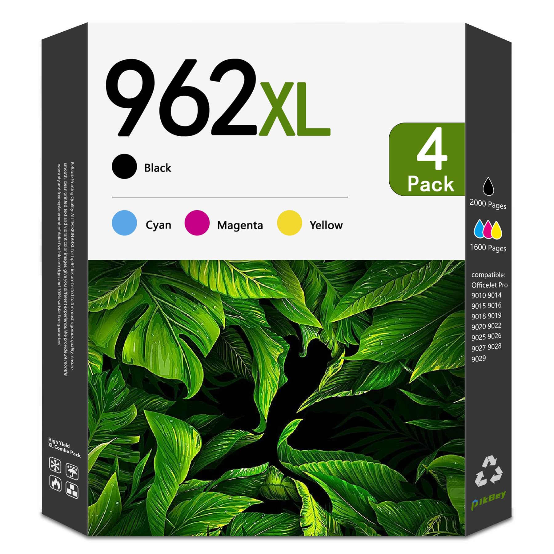 962XL High Yield Ink Cartridges Combo Pack (4-Pack, Black/Cyan/Magenta ...