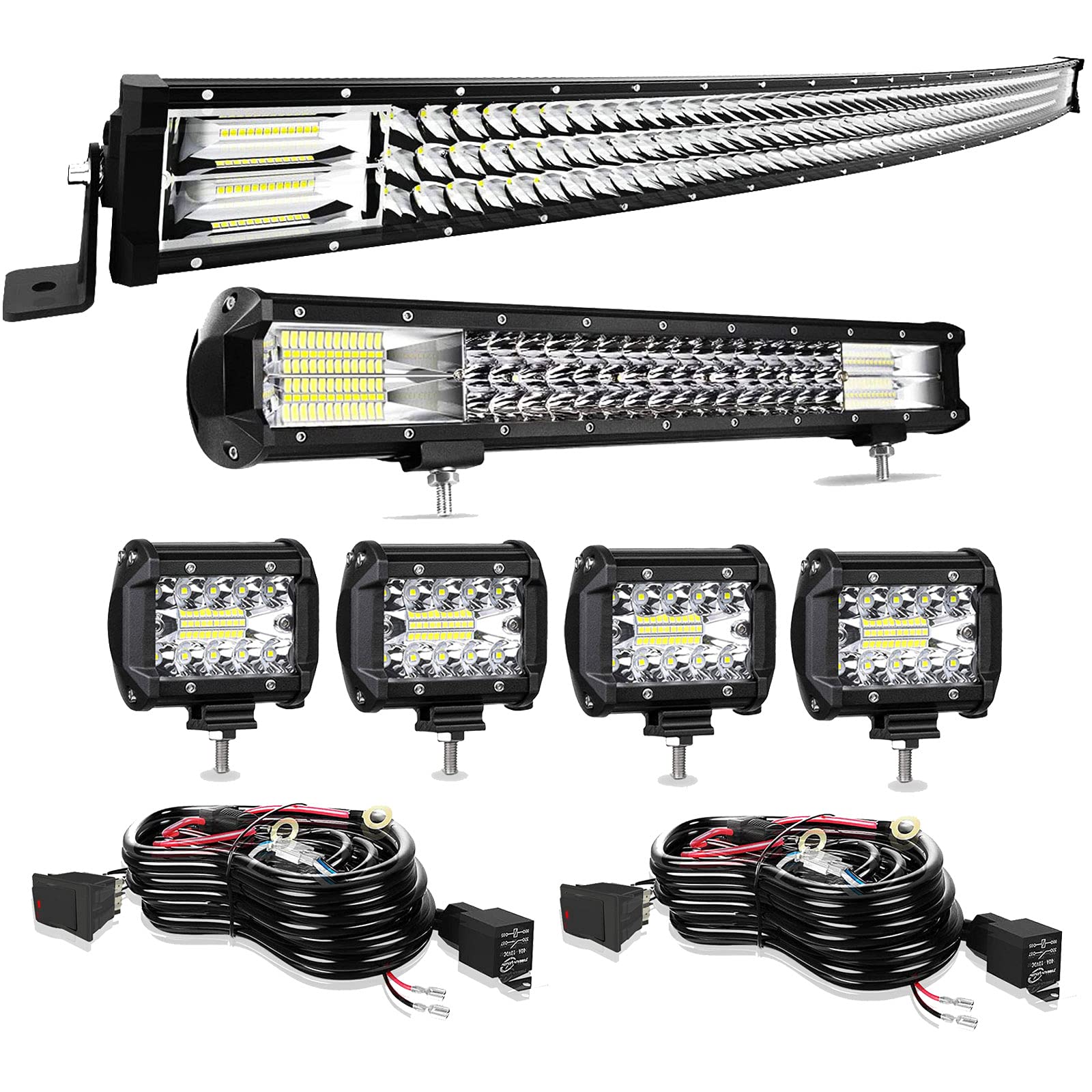 LED Light Bar Kits TURBO SII 50 Inch 684W Curved+20 Inch 288W Triple ...