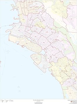 Amazon.com : Oakland, California Zip Codes - 36" x 48" Paper Wall Map ...