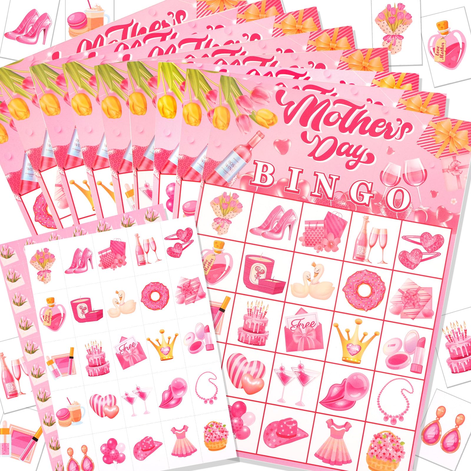 HOWAF Mother’s Day Bingo Game Cards, Mother’s Day Party Bingo Games for ...