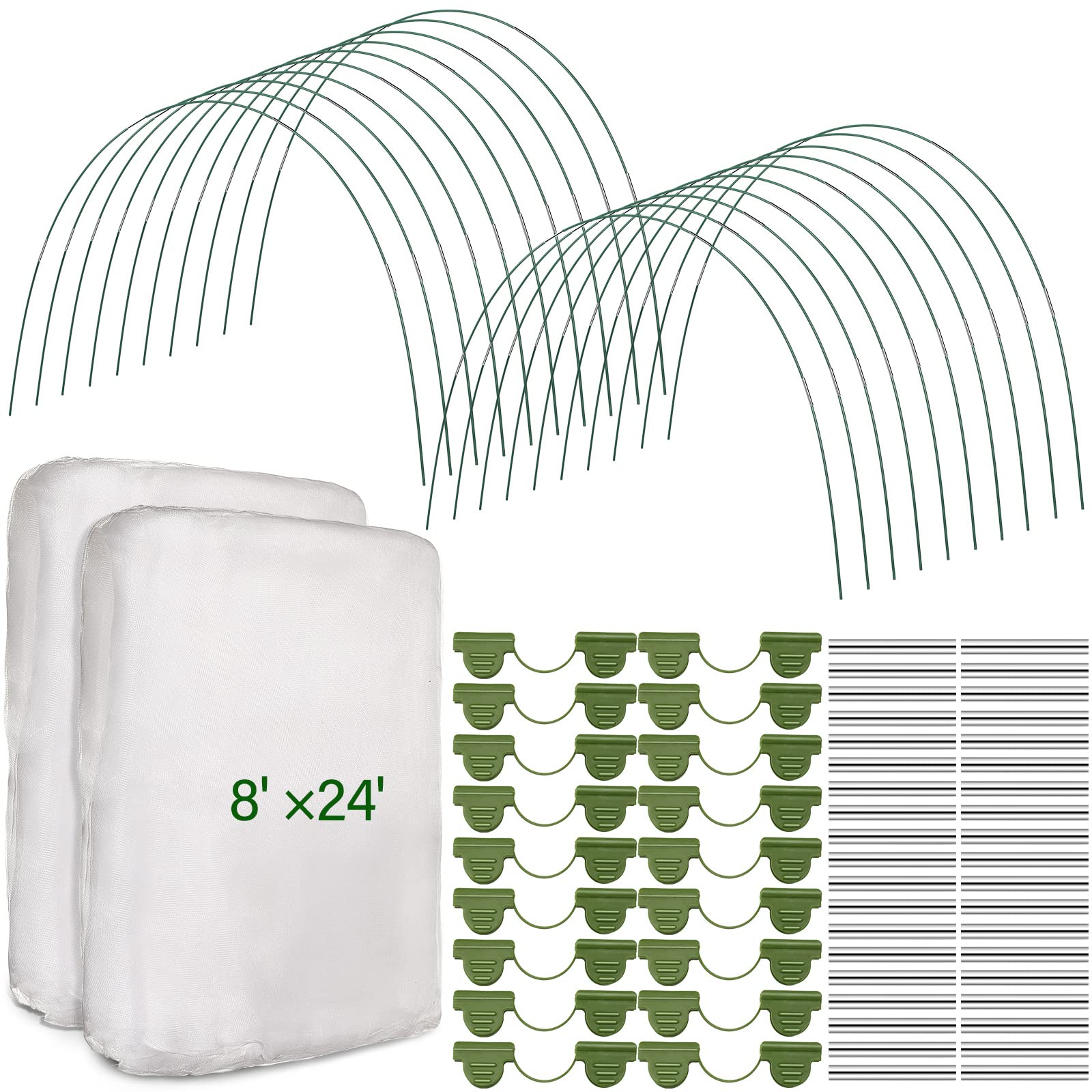 Woanger 2 Pack Garden Mesh Netting Kit Plant Cover with 100 Garden ...