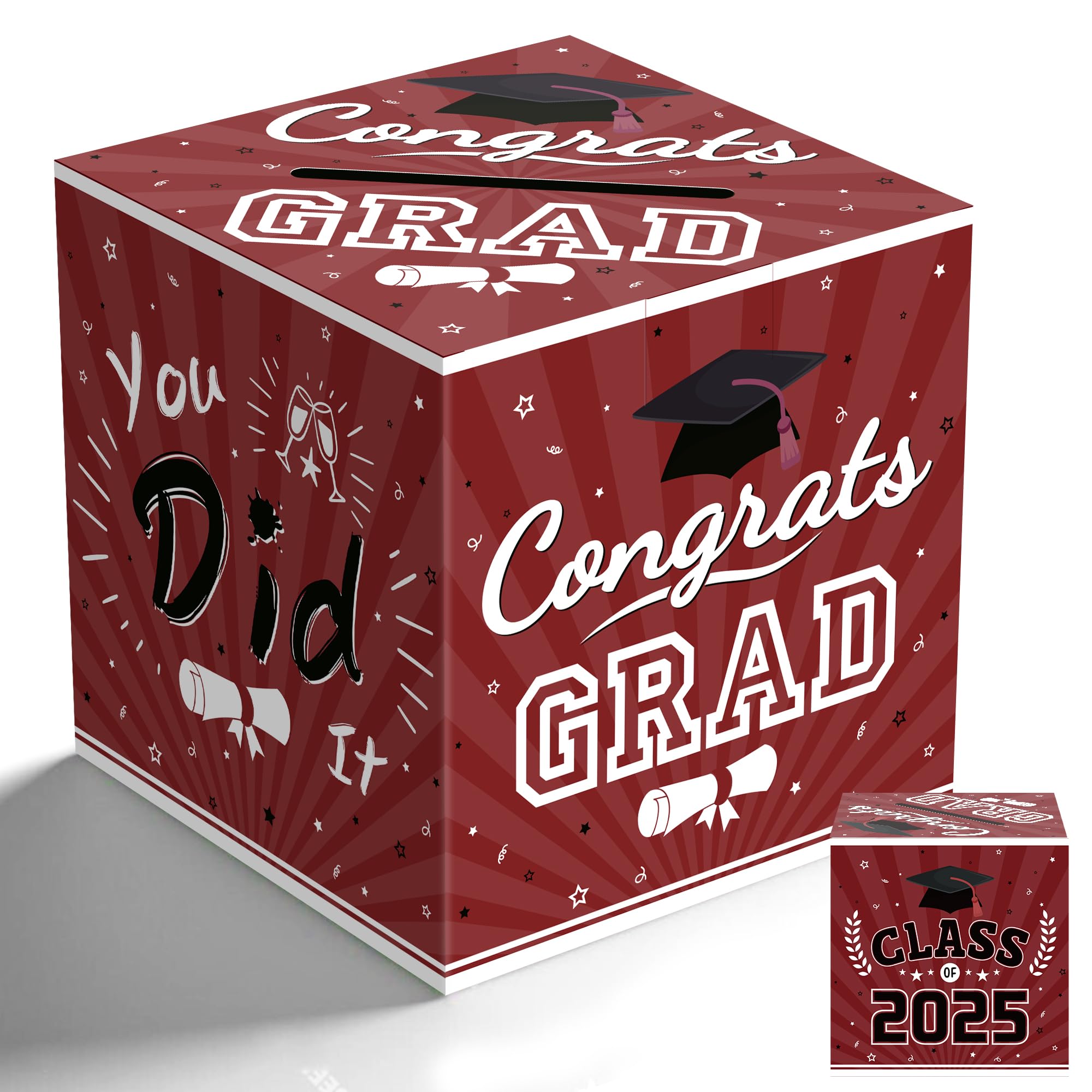 OHOME Graduation Decorations 2025 - Maroon Graduation Card Box for ...