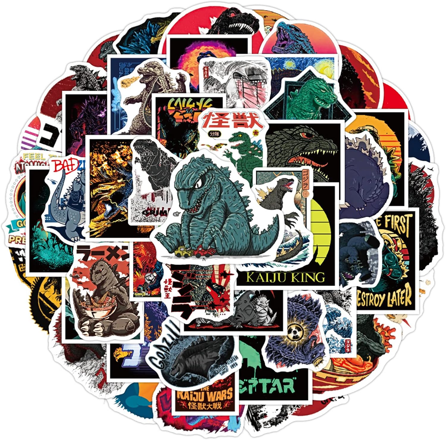 50 Pcs Stickers, Waterproof Godzilla Stickers Aesthetic Vinyl Stickers ...