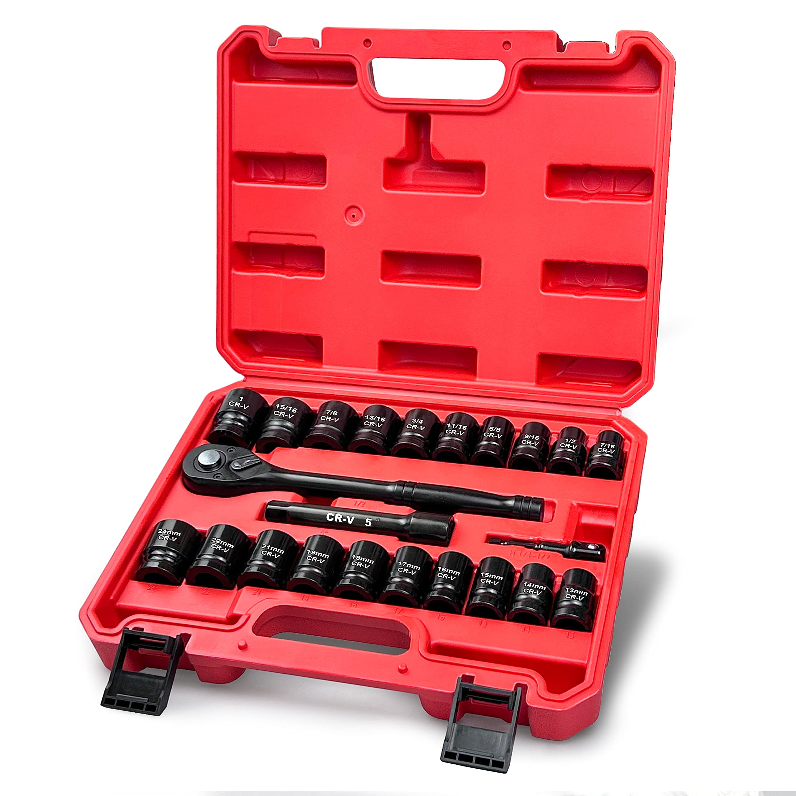 Mua EACELIY 23 Pieces 1/2" Impact Socket Sets, Drive Metric/SAE Drive ...