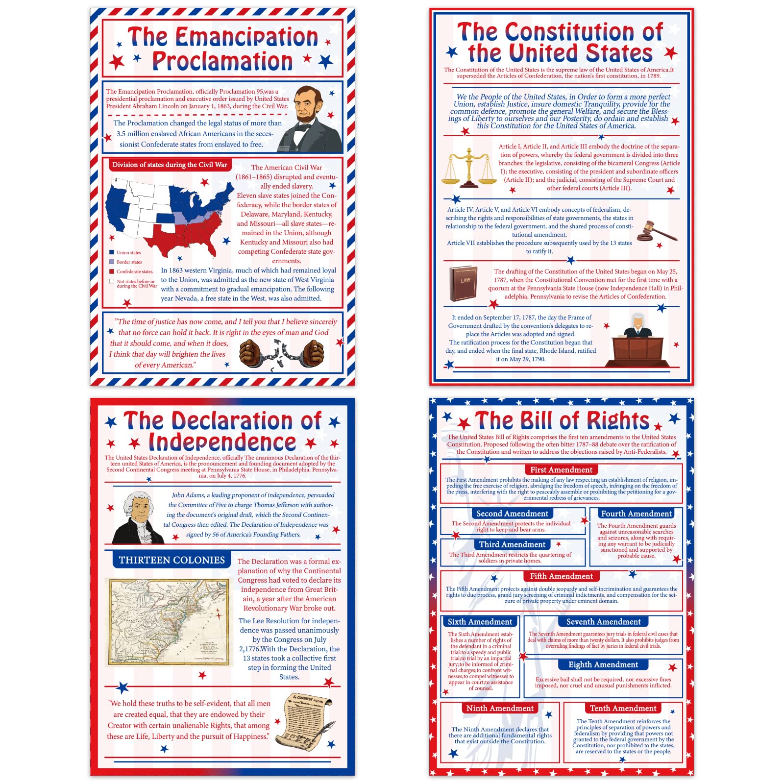 Mua party greeting 4 Pcs Important Documents From US History Poster Set ...