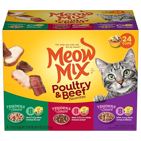 MEOW MIX TENDERS IN SAUCE WET CAT FOOD, POULTRY & BEEF VARIETY PACK, 2. ...