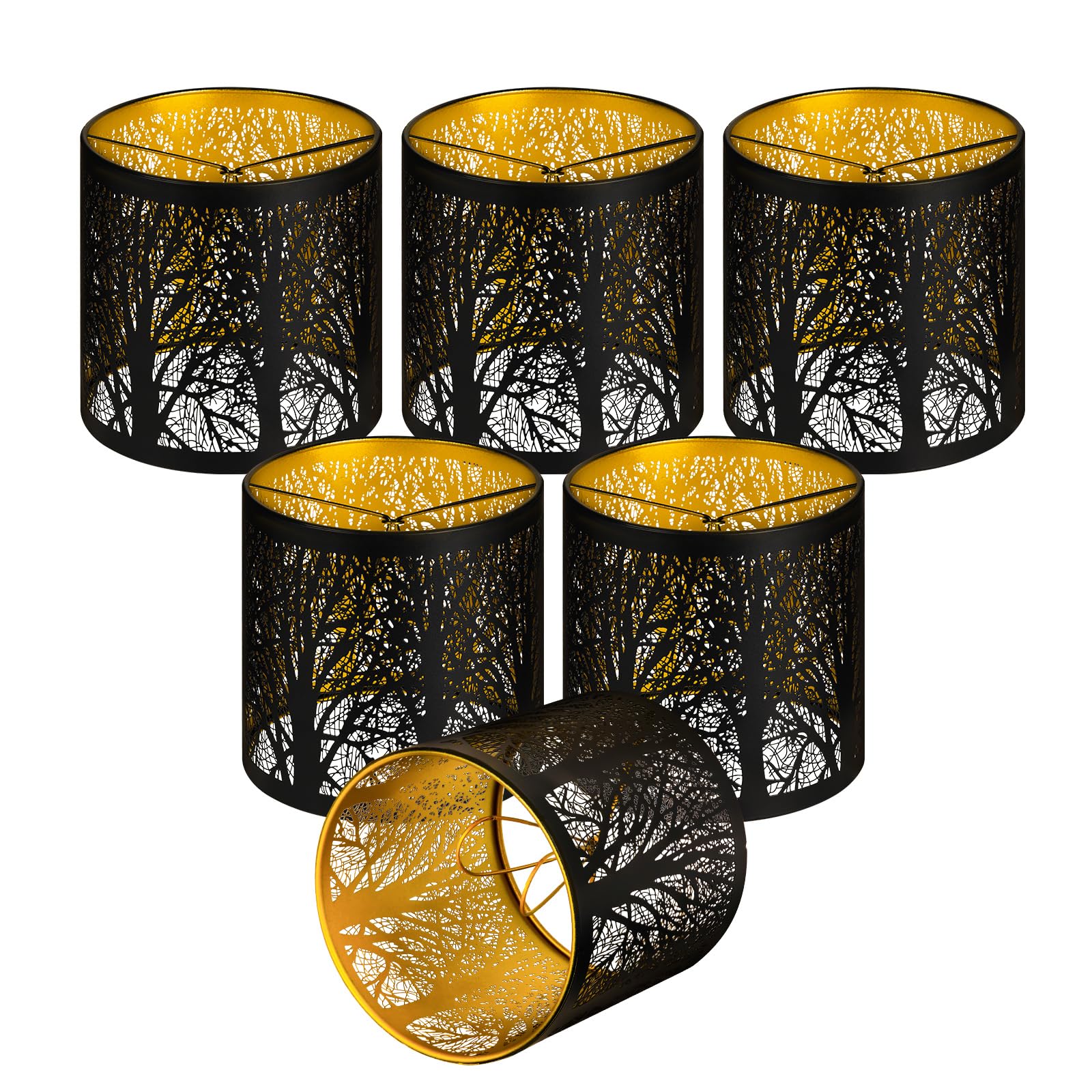 Chandelier Shades Set of 6, Metal Small Lamp Shades Clip on Bulb, 5.1 x ...