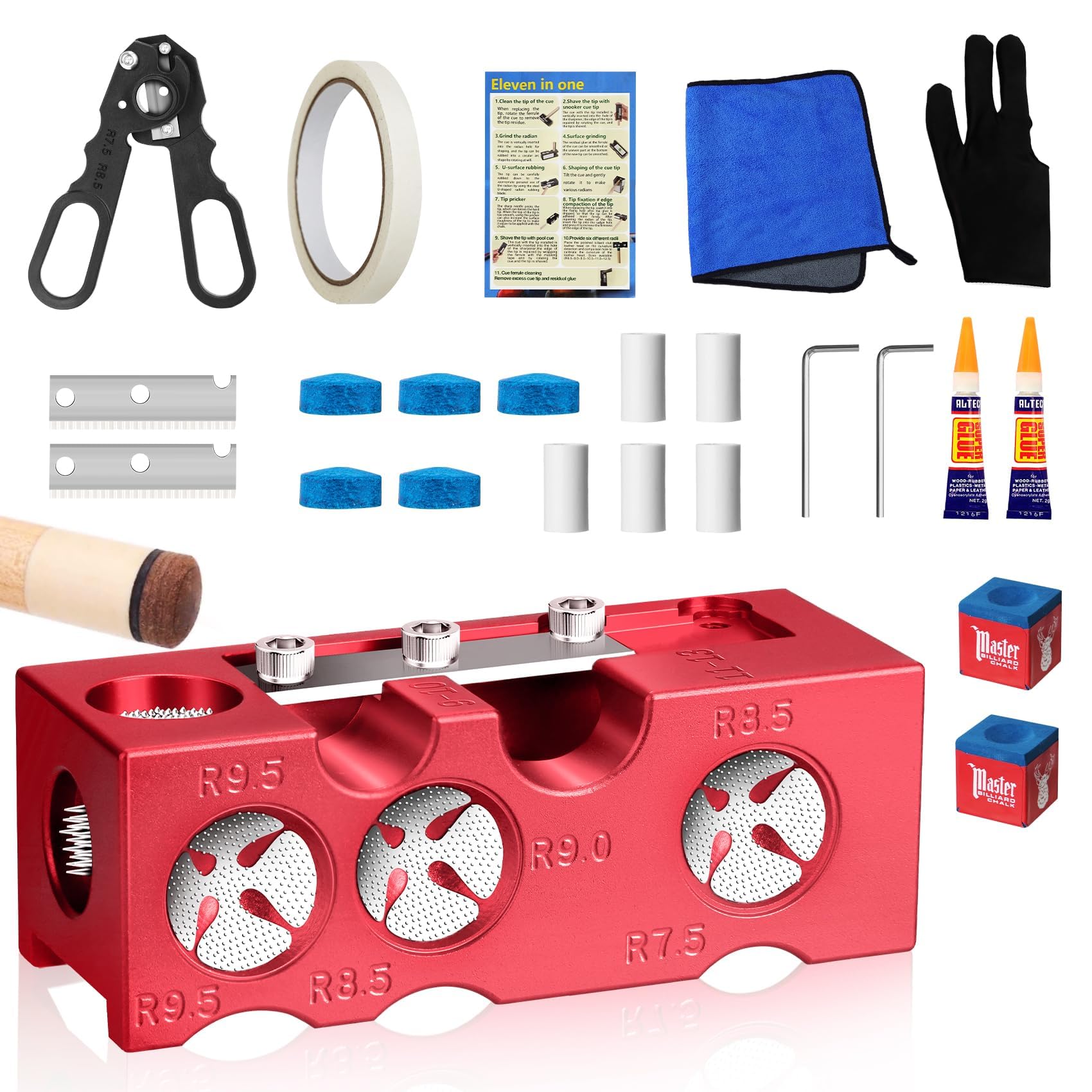 Northlet 11-in-1 Aluminum Alloy Pool Cue Tip Shaper, Professional Cue ...