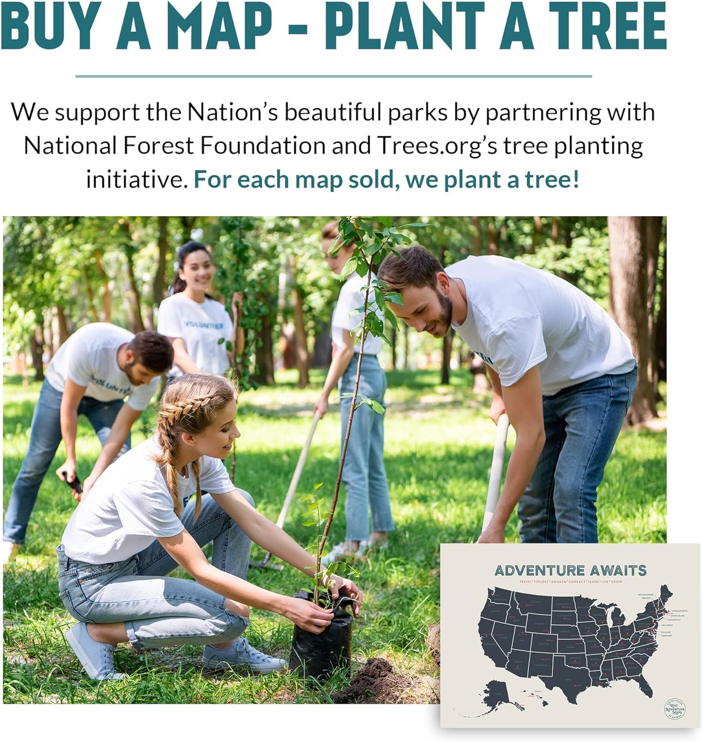 Epic Adventure Maps - USA State Travel Map Poster - Includes Push Pins ...