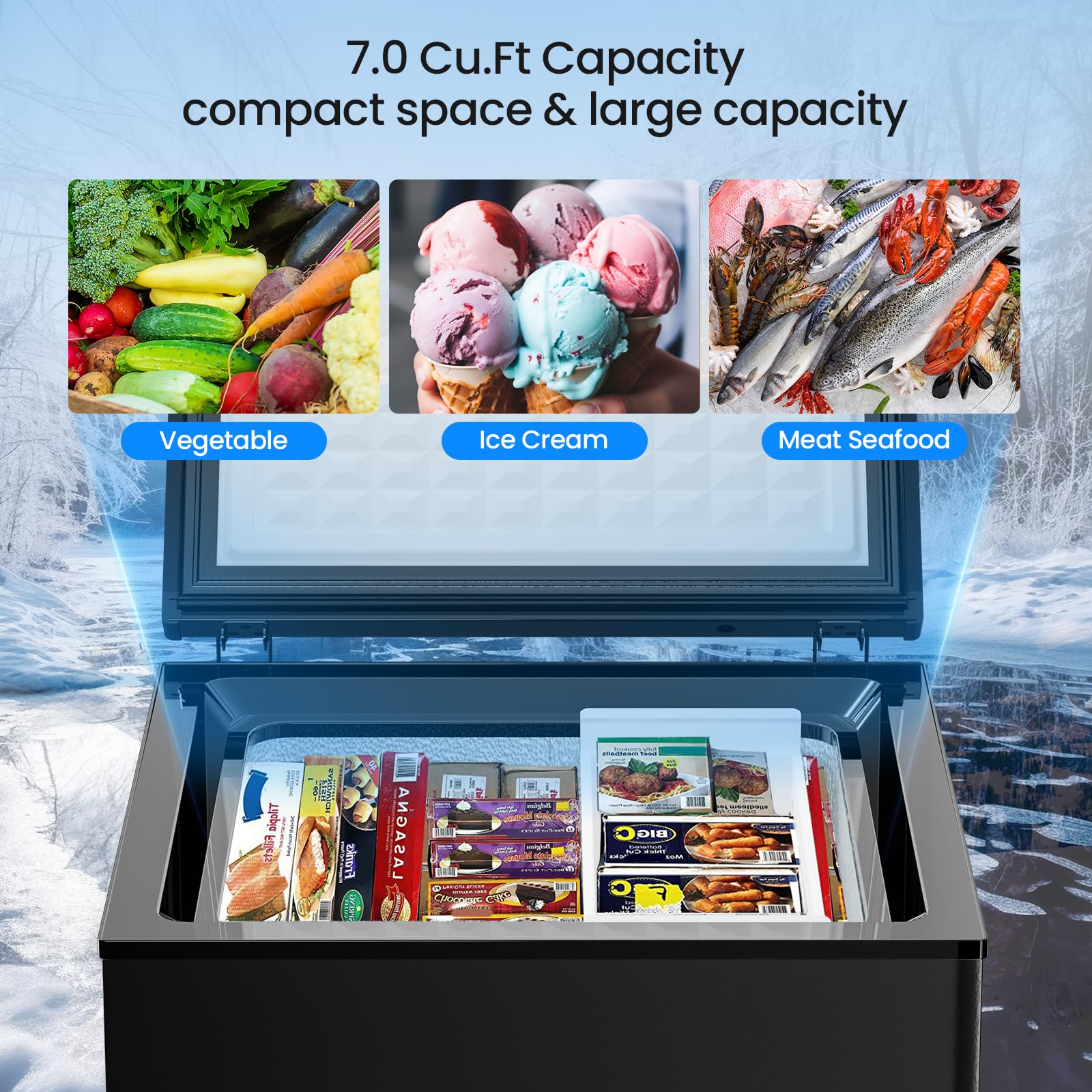 Freezer 3.5 Cubic Feet Elisii 7 Cu. Ft. White Chest Freezer