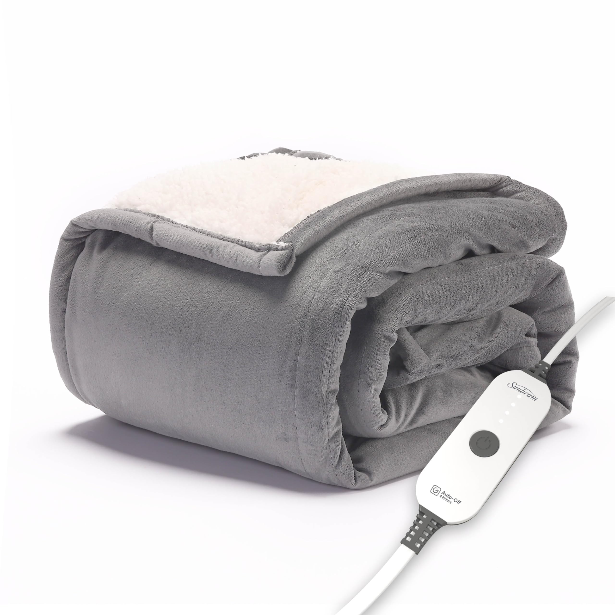 Sunbeam Electric Throw, Soft, Warm, Flannel Heated Blanket, 4 Heat ...