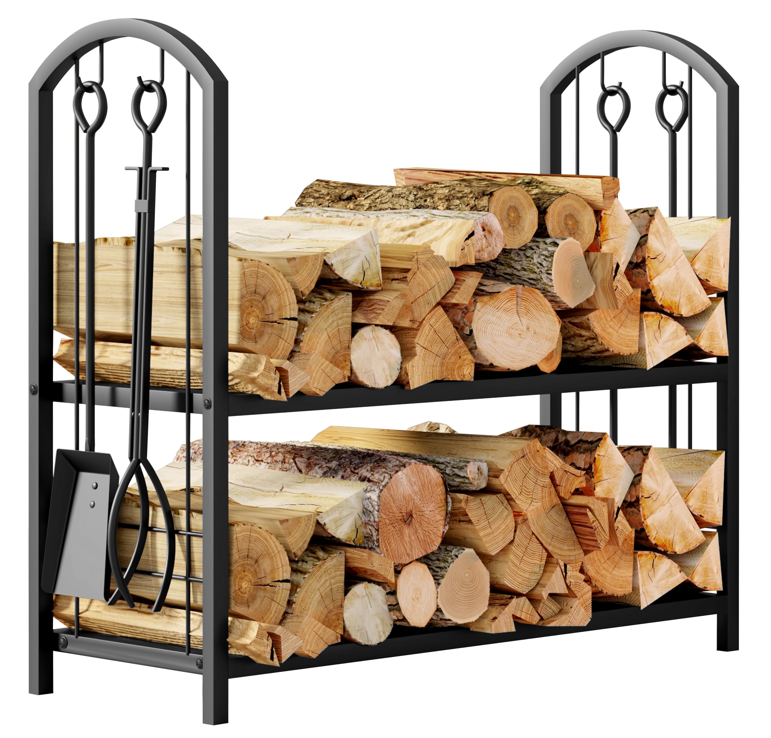 Fire Beauty Fireplace Firewood Log Rack 5-Piece Storage Logs Holder ...