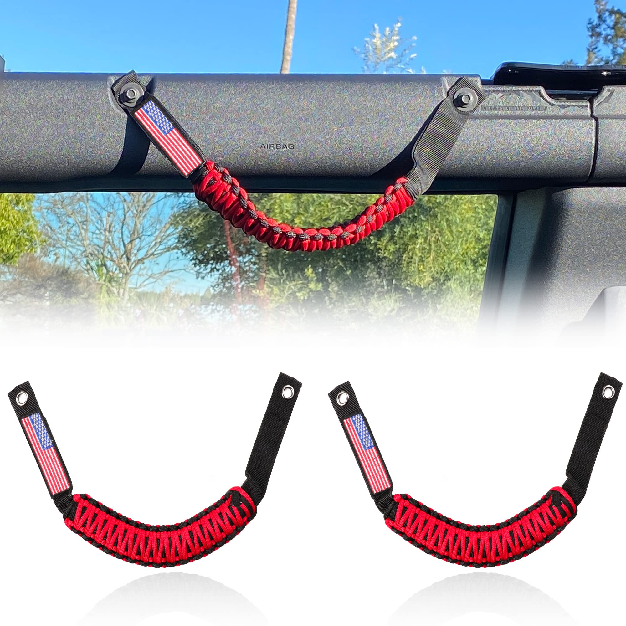 sukemichi for Bronco Grab Handles, Paracord Roll Bar Grab Handles for ...