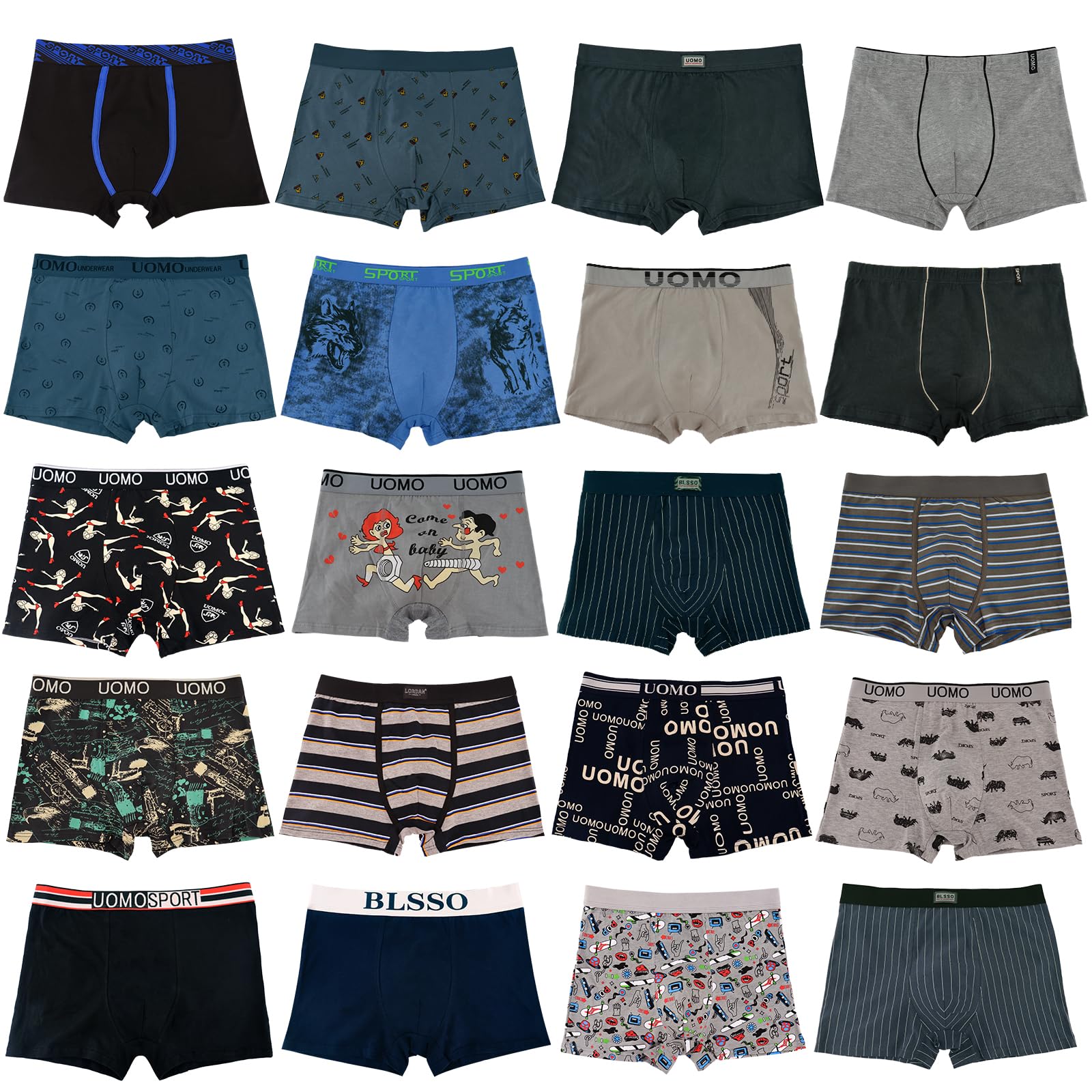 Menzo Binzo Men's Random Cotton Breathable Boxer Briefs Underwear ...