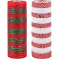 Amazon.com: 10 Inch Deco Mesh Rolls, 2 Rolls 60 Feet Christmas Mesh ...