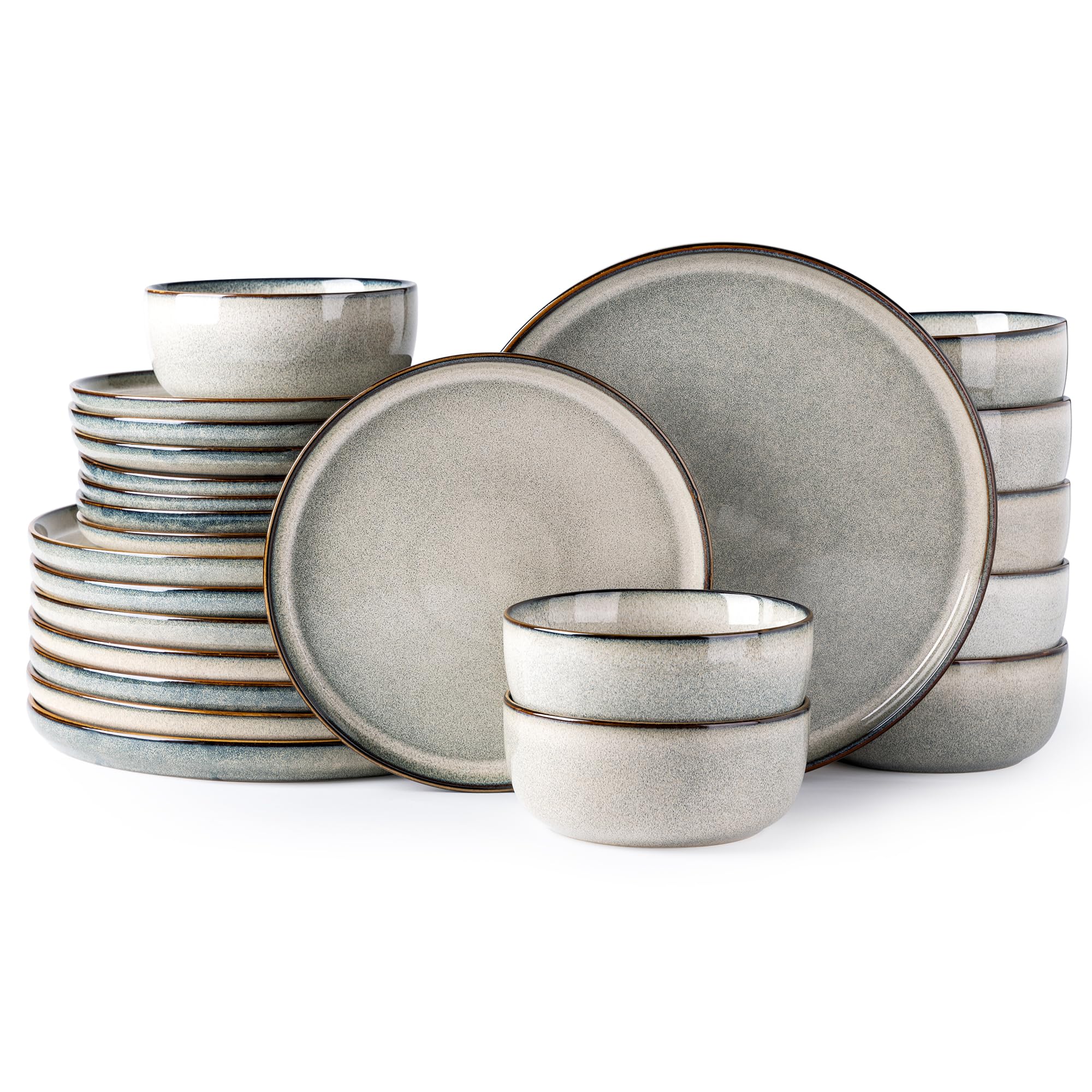 GBHOME Ceramic Dinnerware Sets for 8, 24 Pieces Stoneware Plates and ...