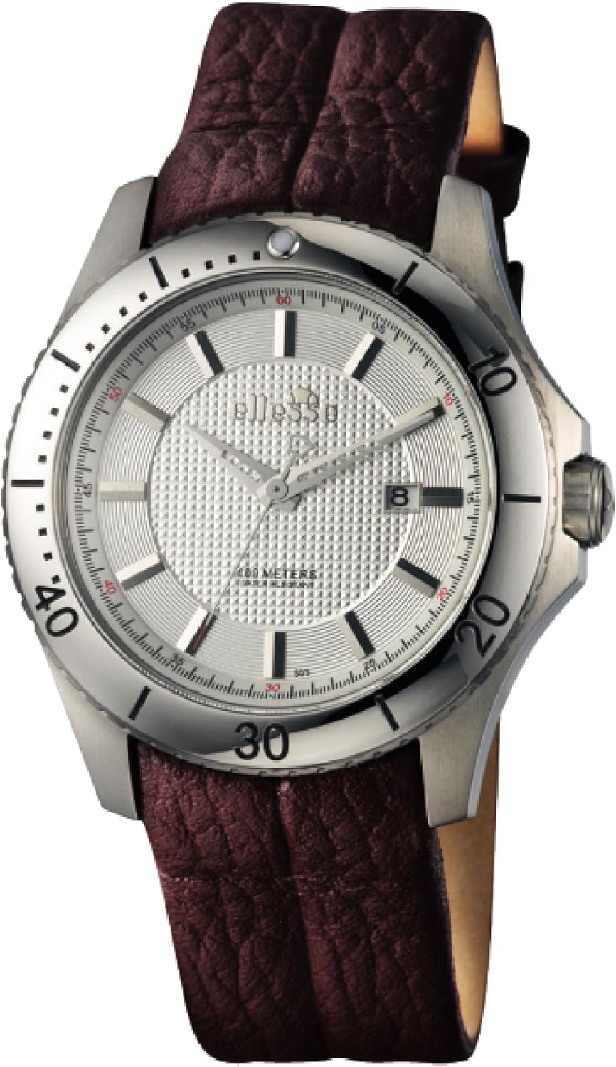 Ellesse gents brown leather strap with white dial watch: Amazon.co.uk ...