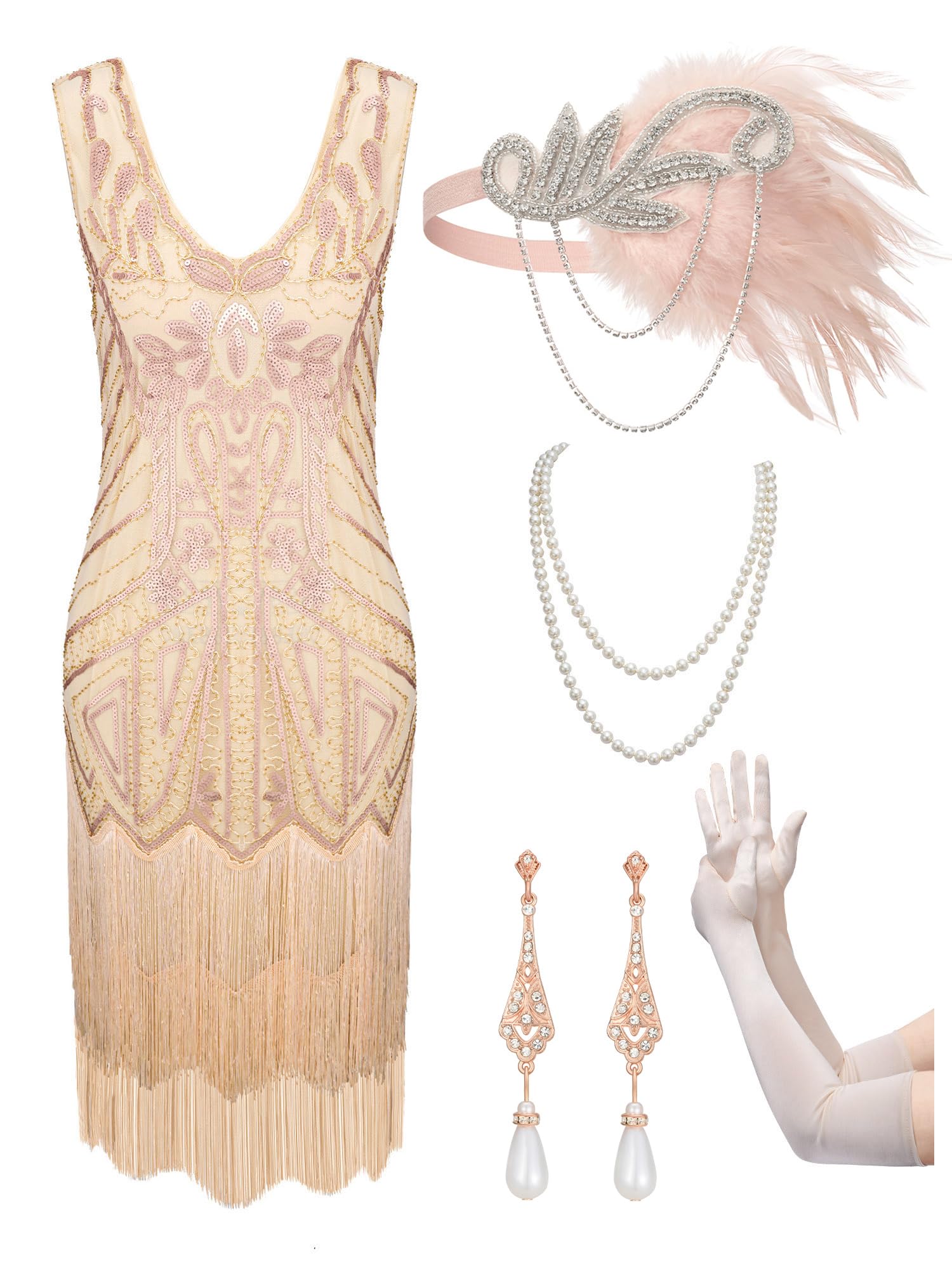 SWEETV 1920s Great Gatsby dresses for Women,Women's Sequin Flapper ...
