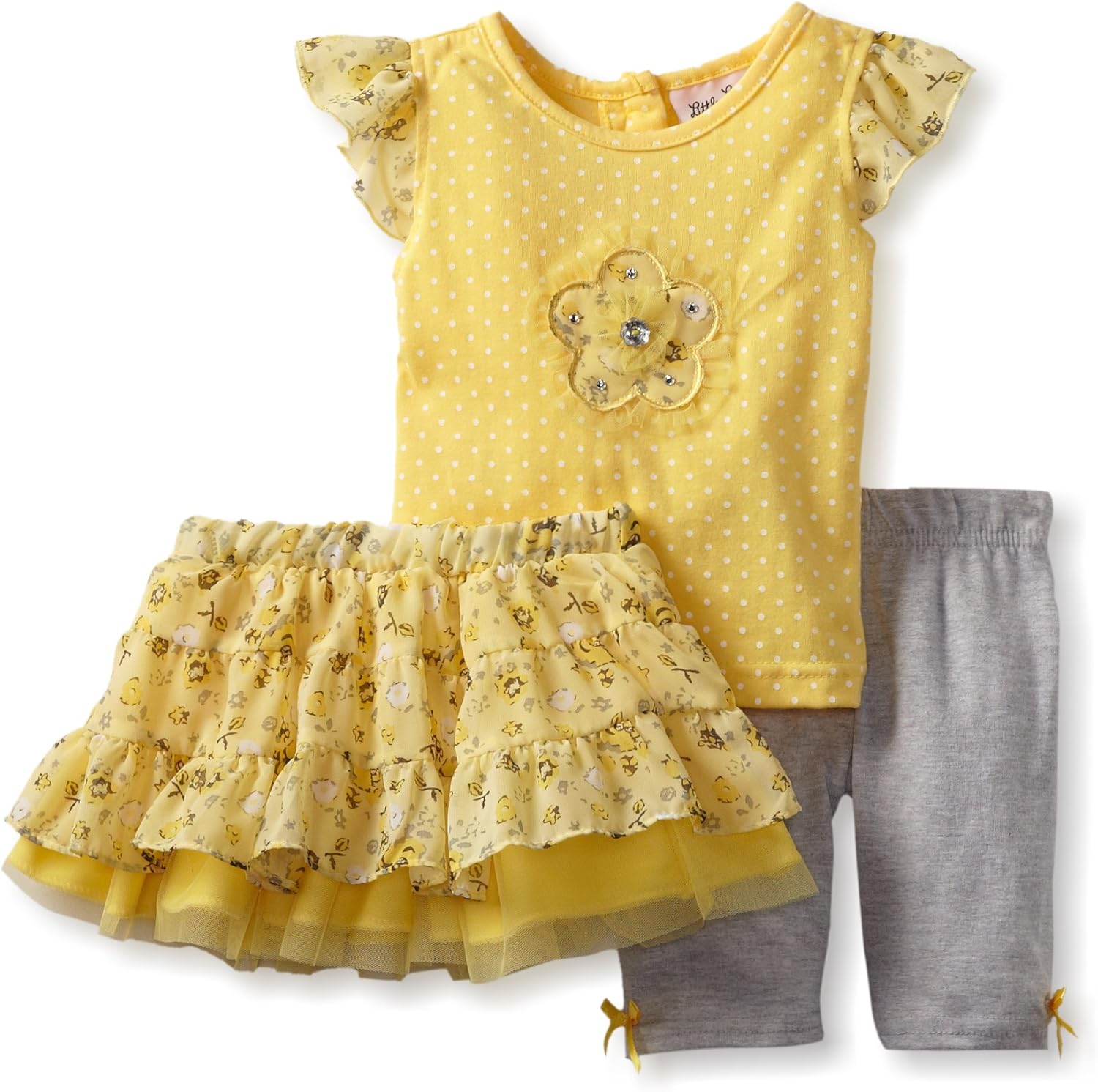 Amazon.com: Little Lass Baby Girls' 3 Piece Skirt Set with Grey Legging ...