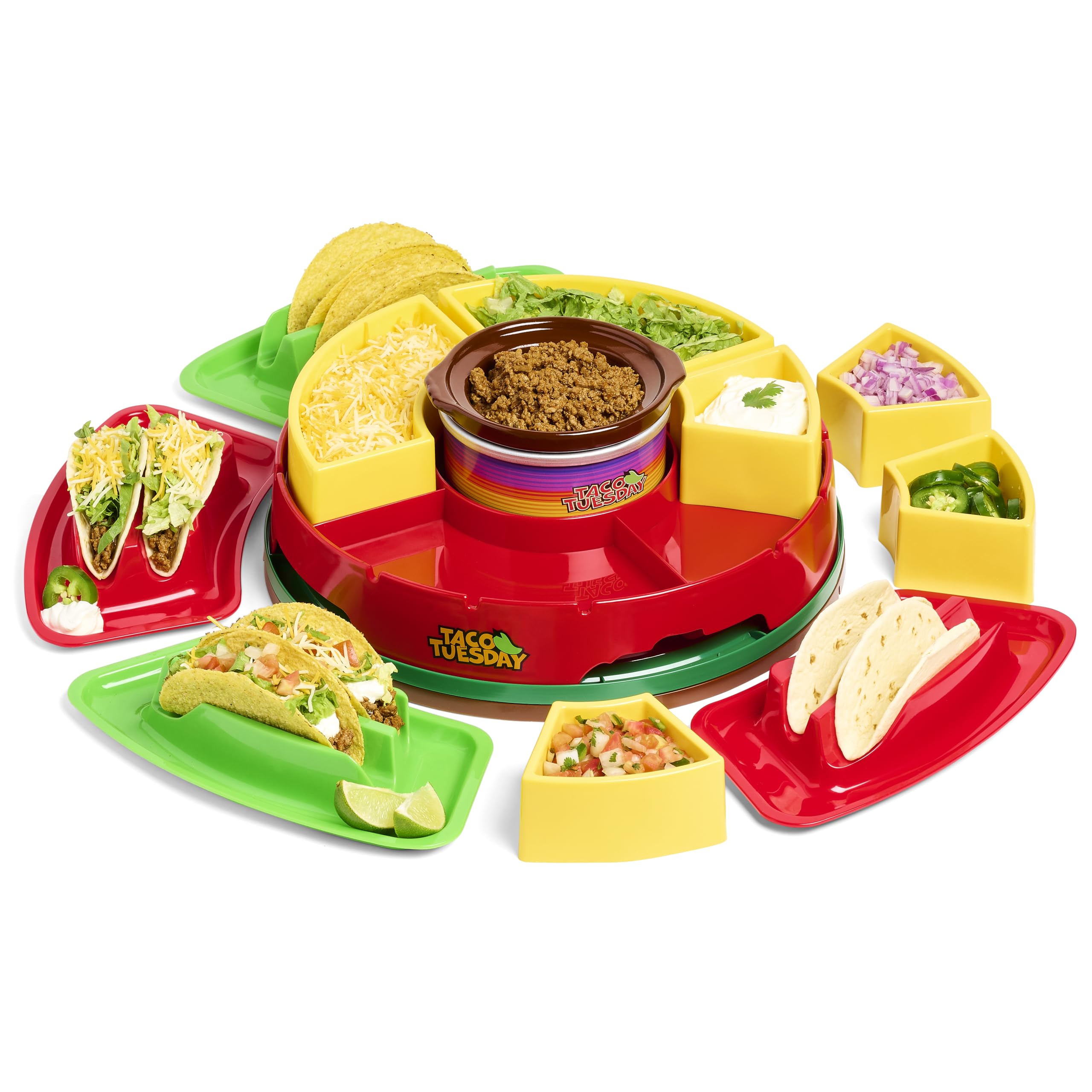 Nostalgia Taco Tuesday Heated Lazy Susan Taco Bar Serving Set for a ...