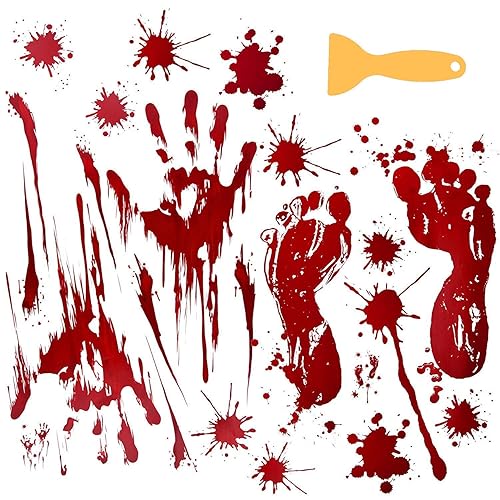 Halloween Decorations Horror Bloody Handprints Footprints Skull Bat ...